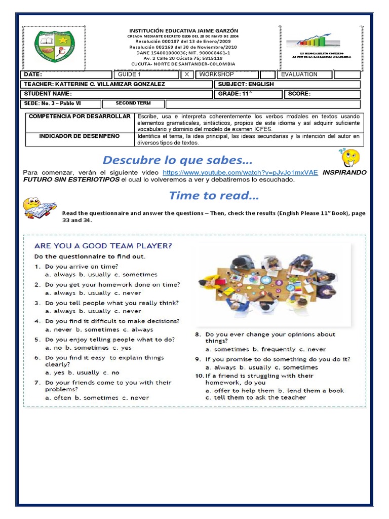 English Workshop Evaluation Guide | PDF | Washington