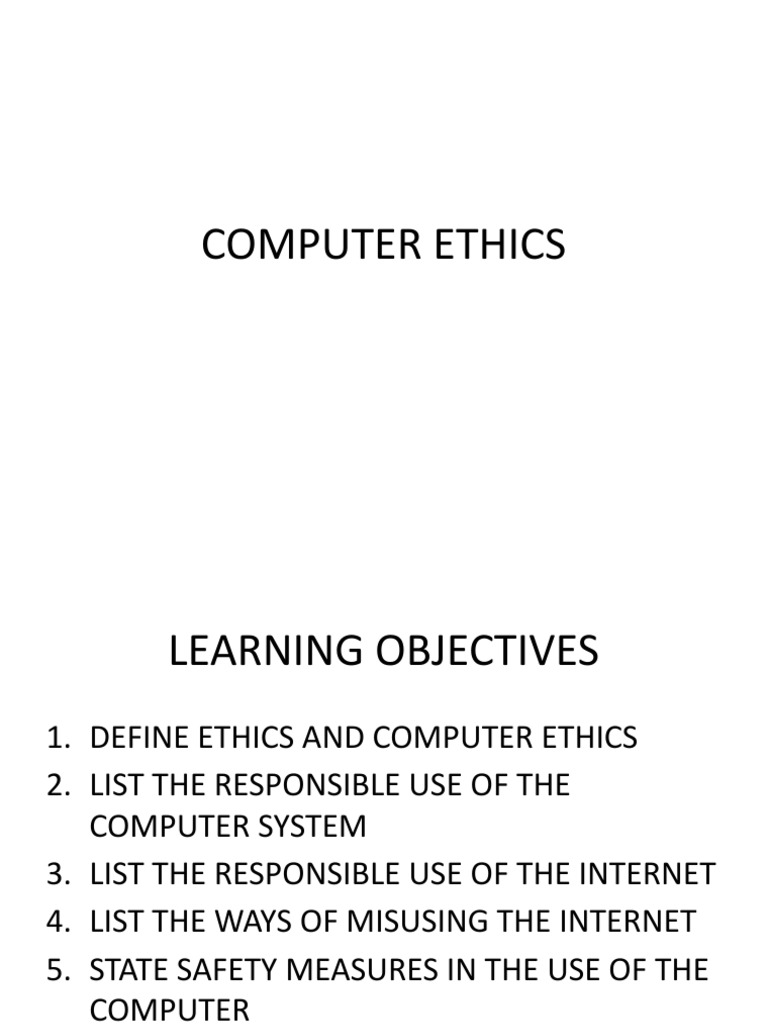 Computer Ethics JSS2 Note | PDF | Safety | Electricity