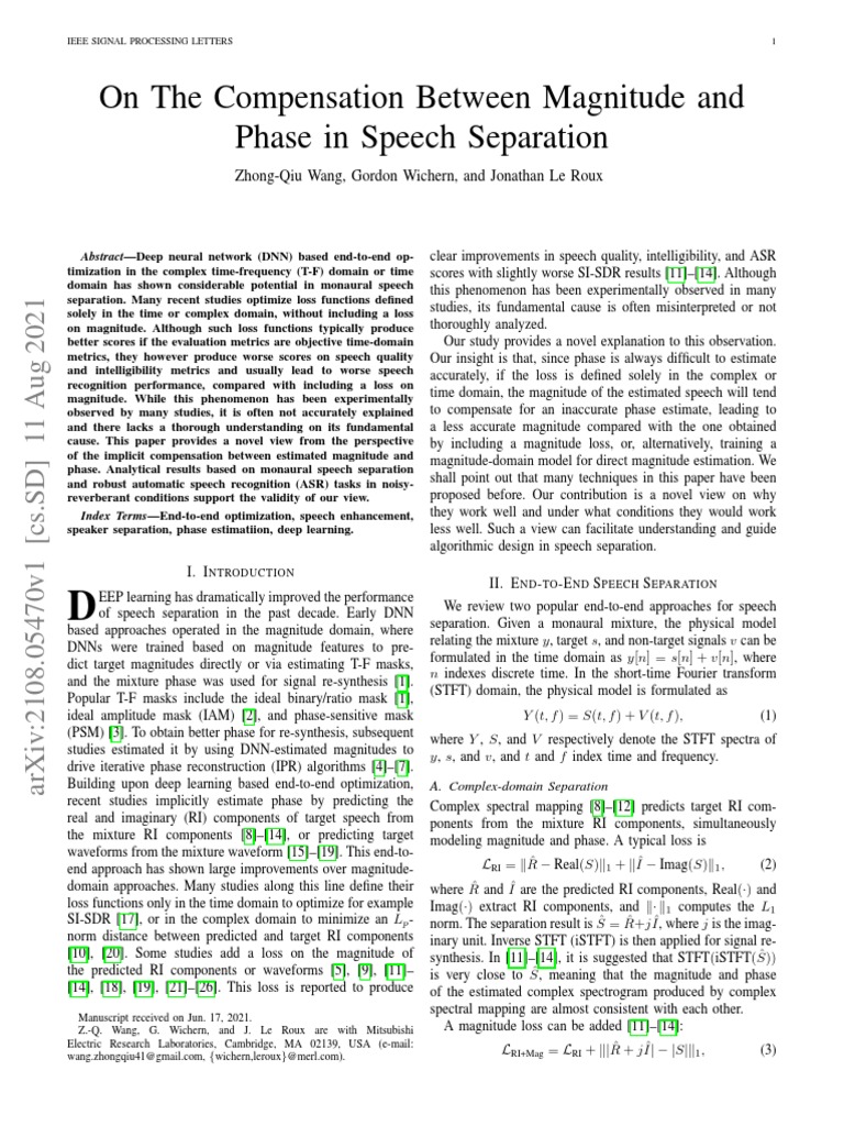 On The Compensation Between Magnitude and Phase in Speech Separation ...
