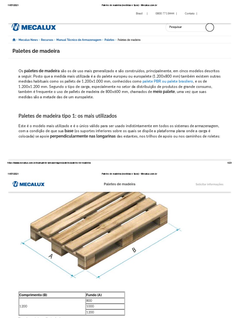 Paletes de Madeira (Medidas e Tipos) | PDF | Paleta | Armazém