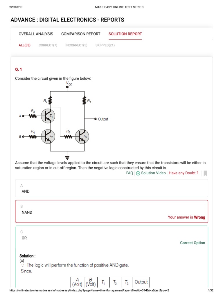 Advance: Digital Electronics - Reports: Solution Report | PDF | Logic ...