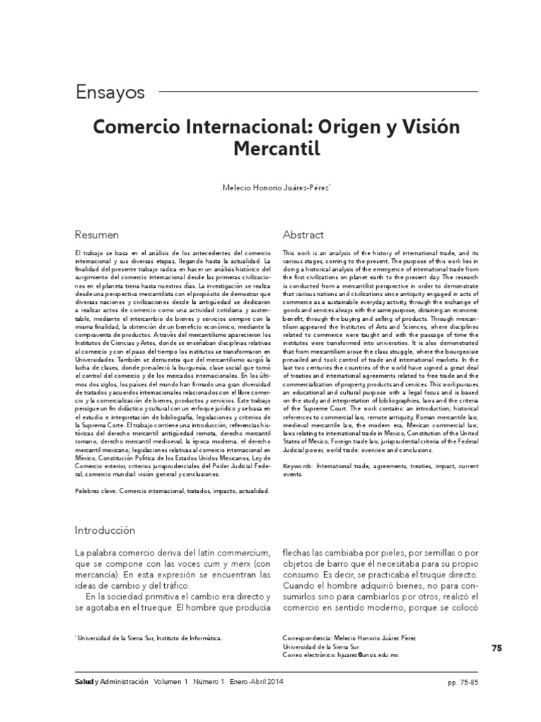 Comercio Internacional: Origen y Visión Mercantil: Ensayos | PDF | Comercio | Permuta