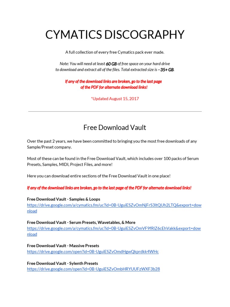 Cymatics Discography: Free Download Vault | PDF