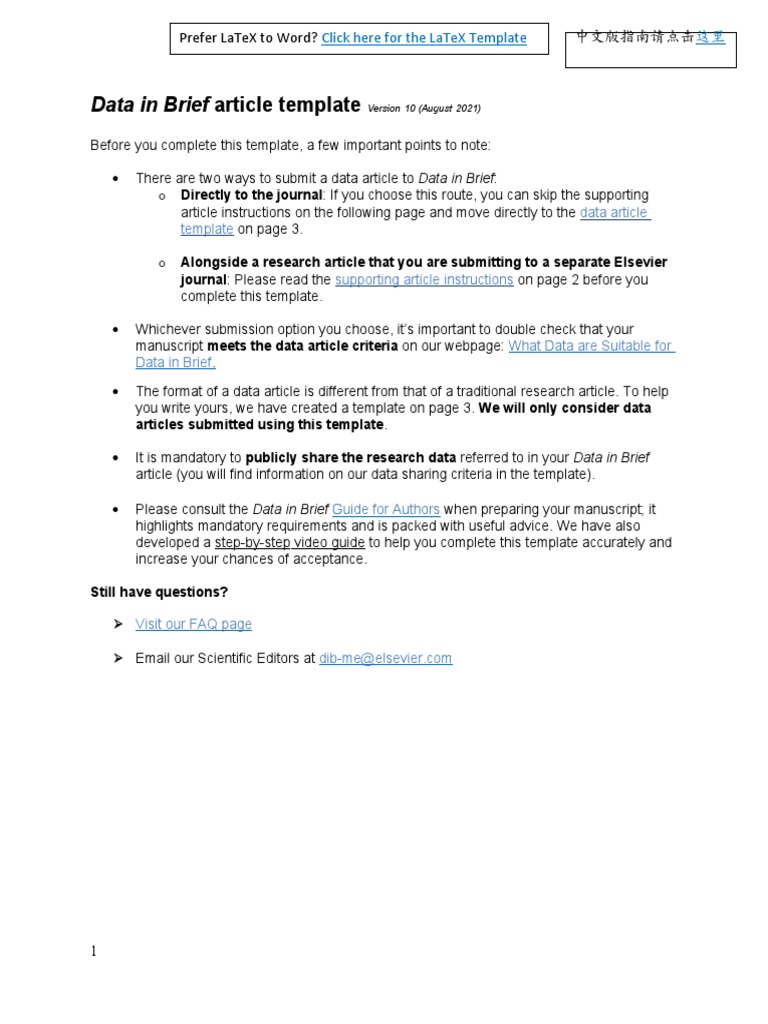 Data In Brief Article Template: Prefer Latex To Word? 中文版指南请点击 | PDF ...