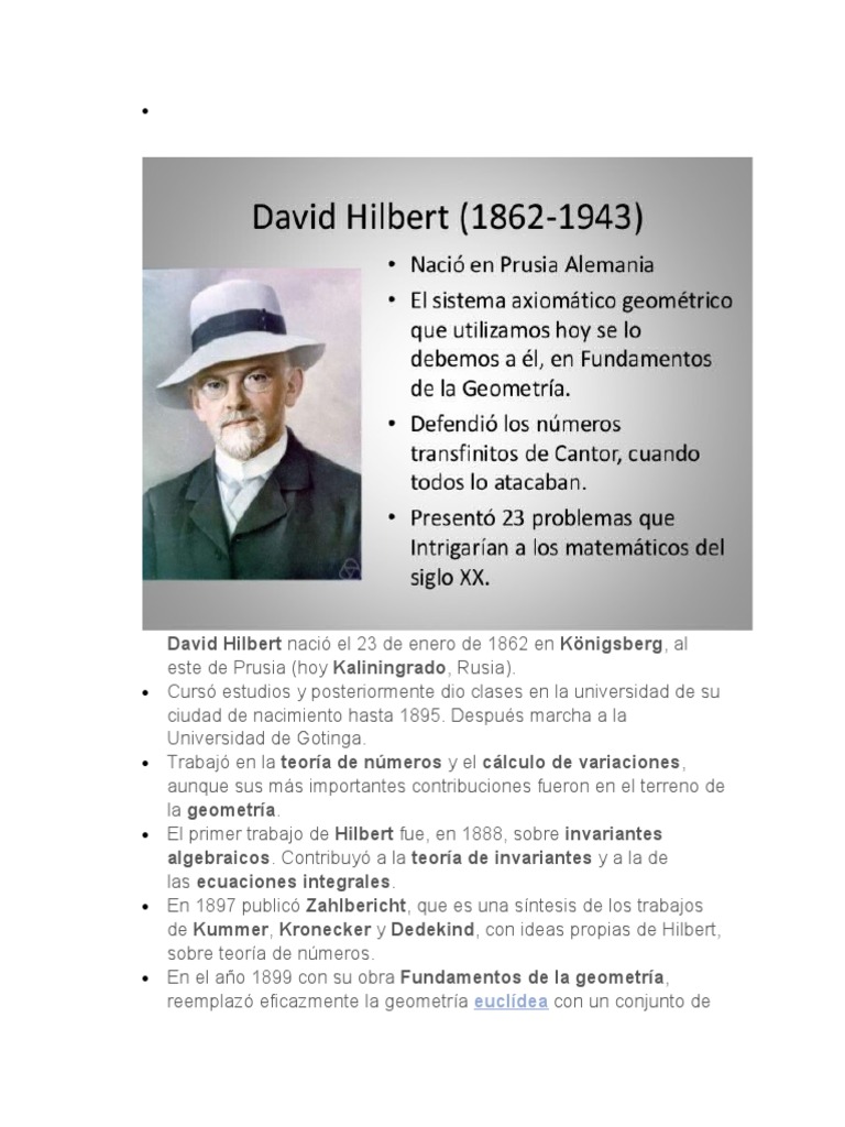 David Hilbert - Exposiciòn | PDF