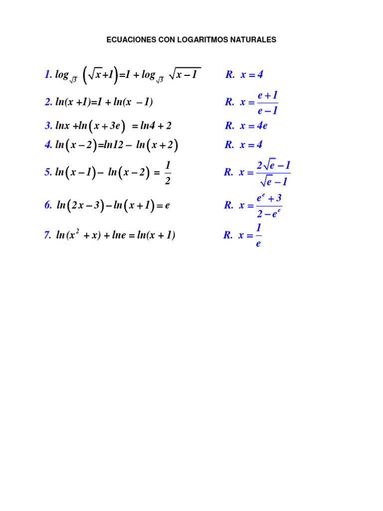 Ecuaciones Con Logaritmos Naturales | PDF