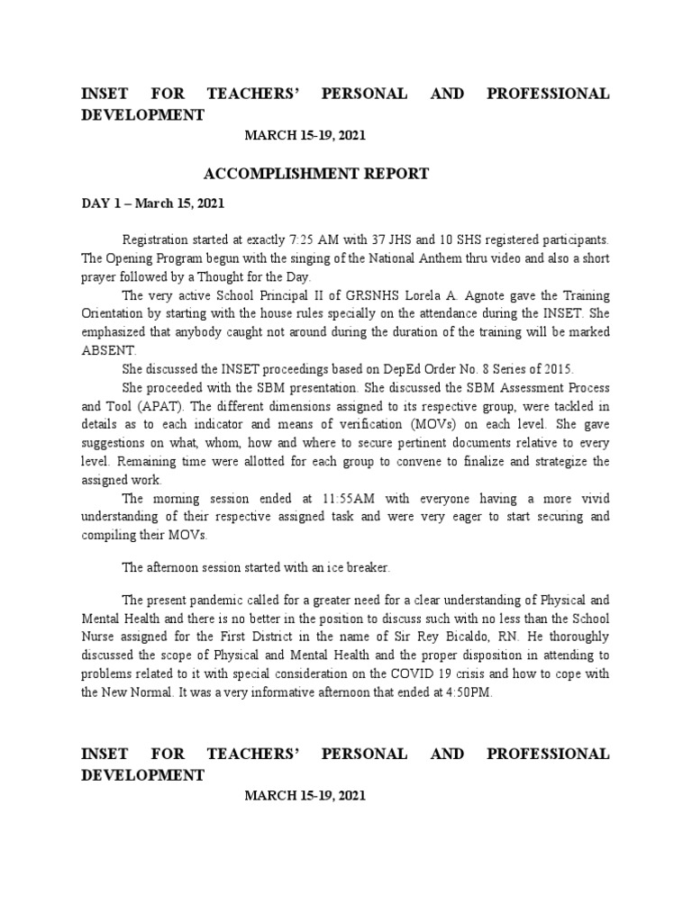 Narrative Report Inset | PDF