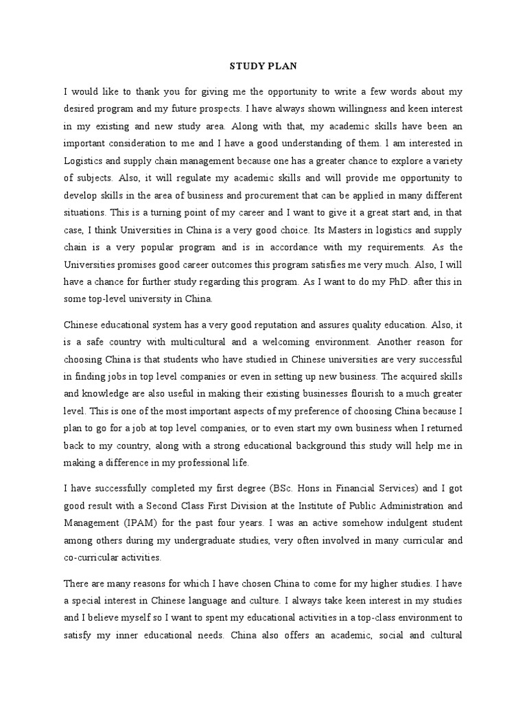 Fatu's Study Plan | PDF | University | Cognition