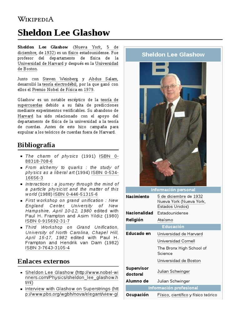 Sheldon Lee Glashow | PDF | Física teórica | Partículas fisicas