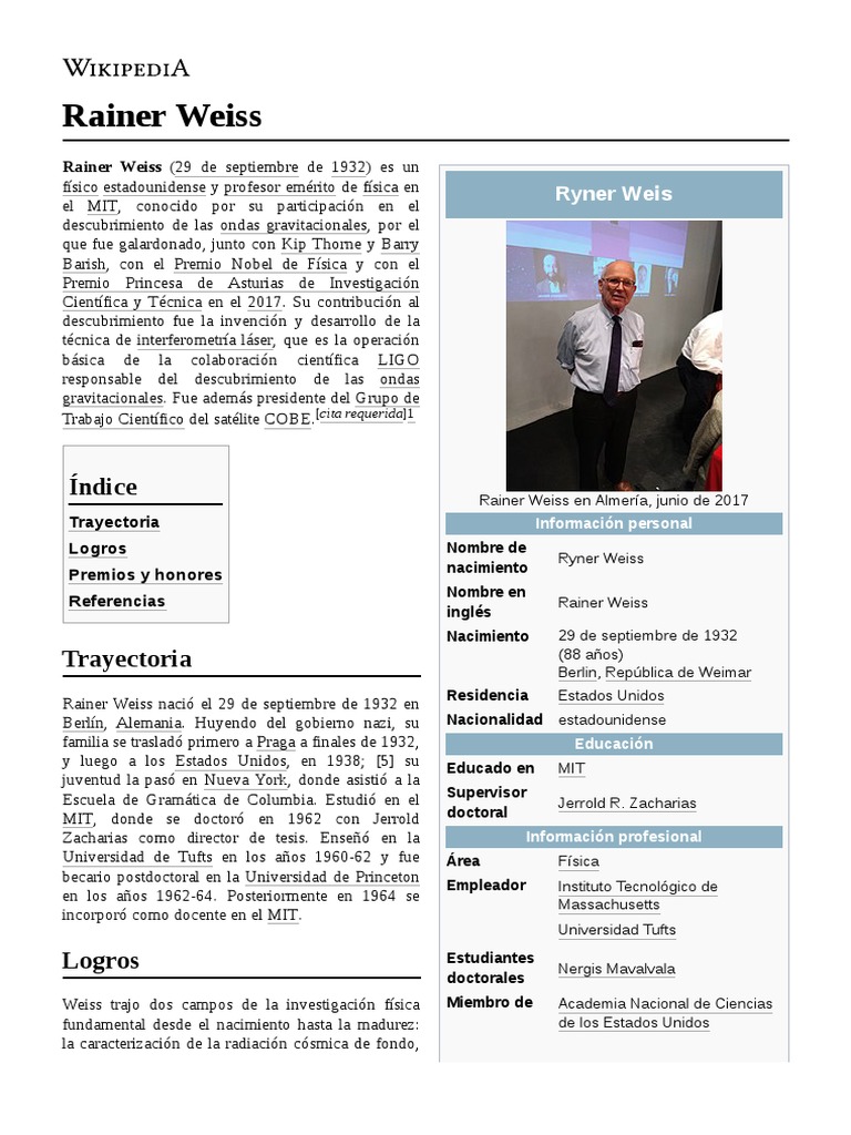 Rainer Weiss | PDF | Física | Astrofísica