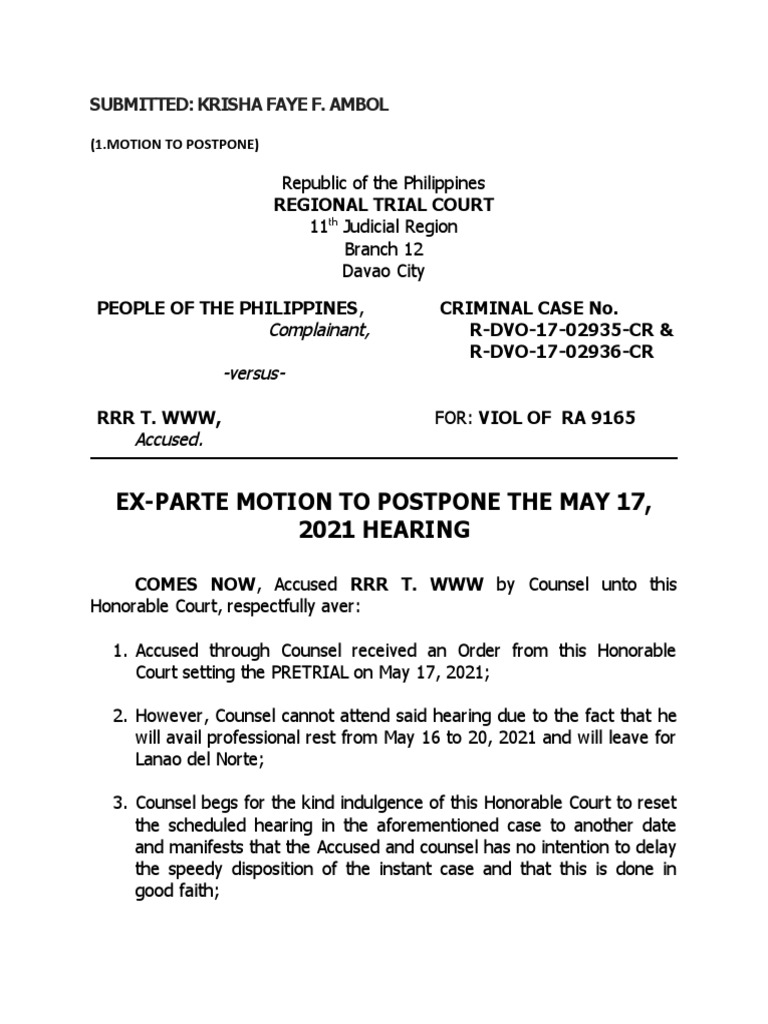 Motions and Pleadings from Criminal and Civil Cases | PDF | Prosecutor ...