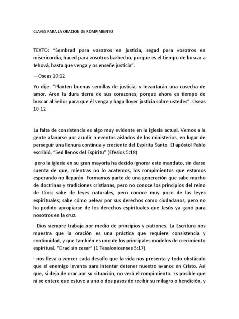Claves para La Oracion de Rompimiento | PDF | Oración | Jesús