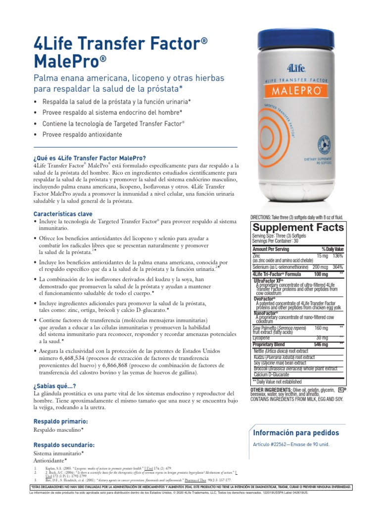4life Transfer Factor Malepro | PDF | Brócoli | Antioxidante