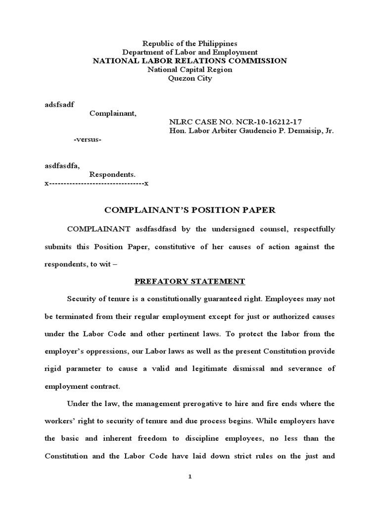 NLRC Position Paper | PDF | Employment | Overtime