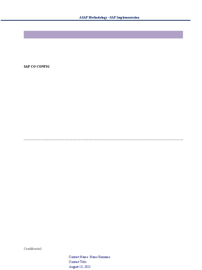 SAP CO Config Guide | PDF | Databases | Cost