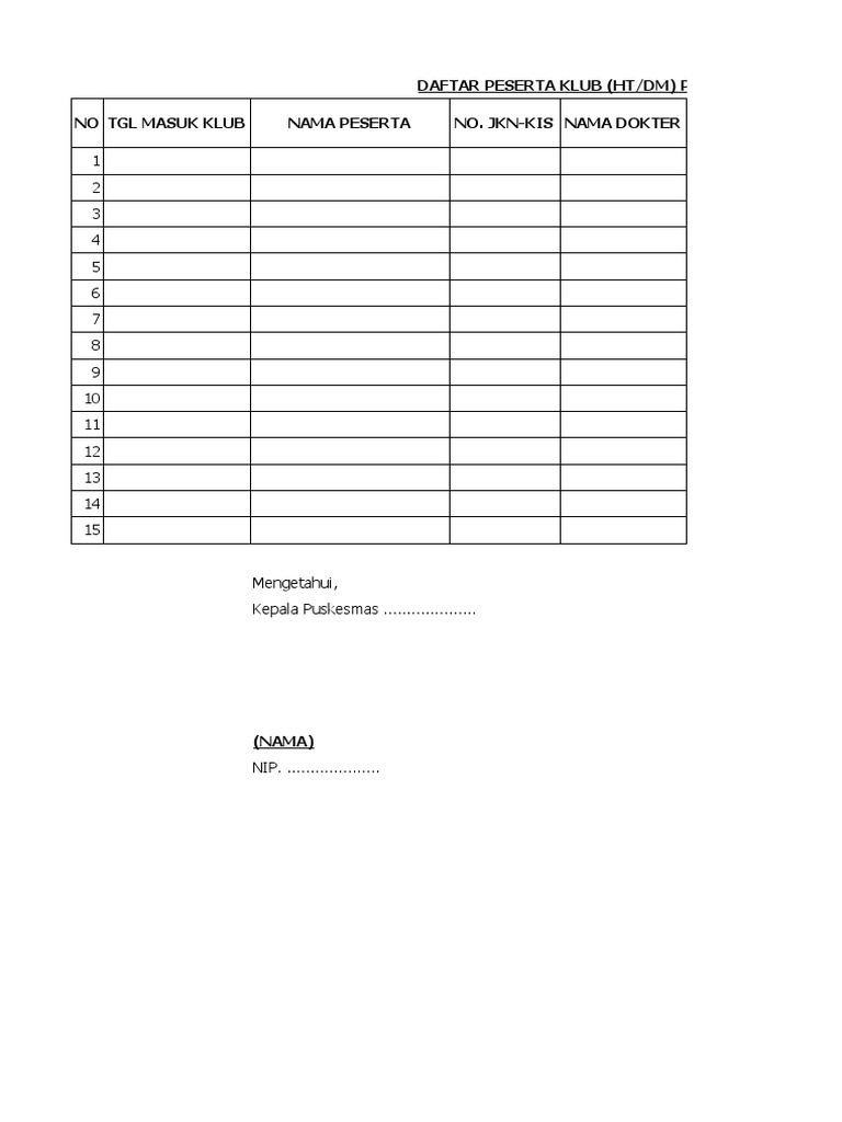 Contoh Rekap Data Peserta Prolanis | PDF | Komputer