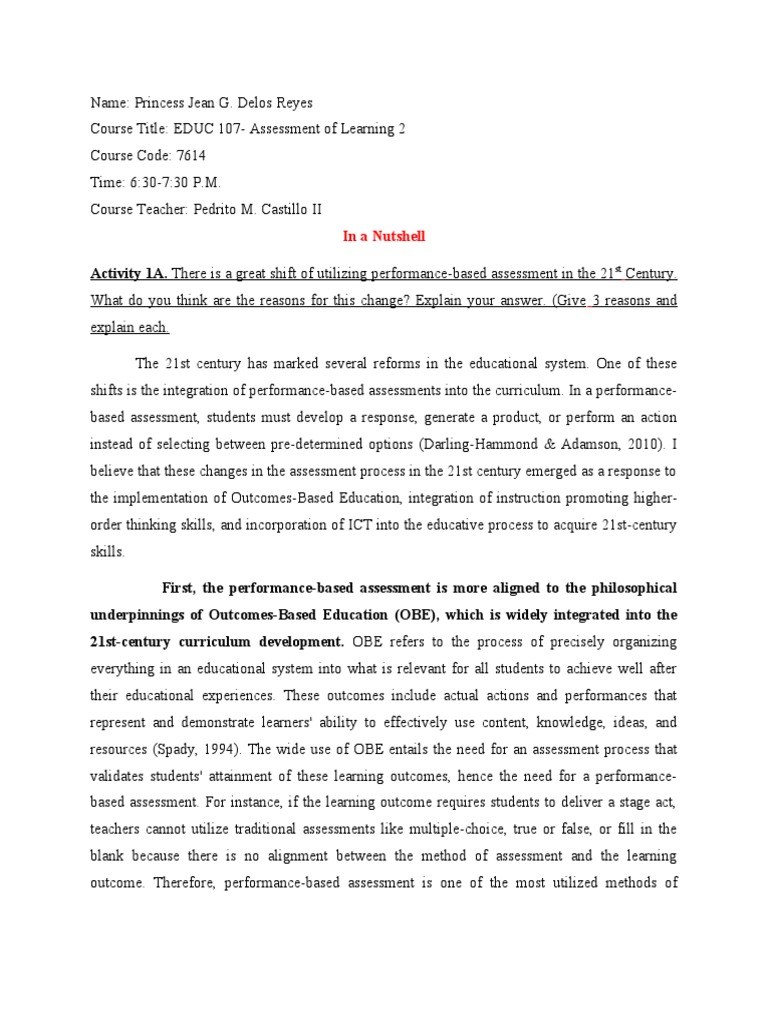 Weeks 1-3 - ULO C - in A Nutshell | PDF | Educational Assessment | Learning