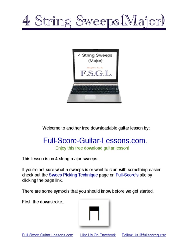 4 String Sweeps (Major) : Enjoy This Free Download Guitar Lesson! | PDF ...