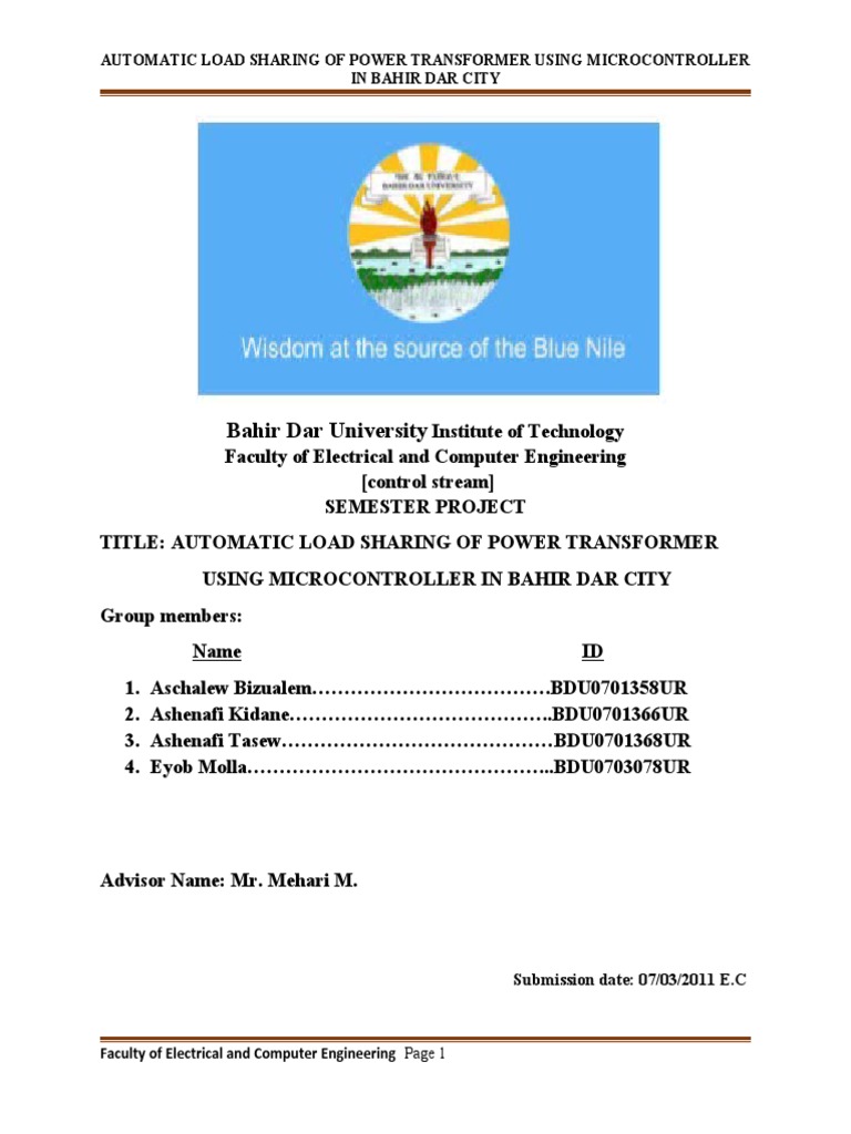 Automatic Load Sharing of Power Transformer | PDF | Transformer | Power ...