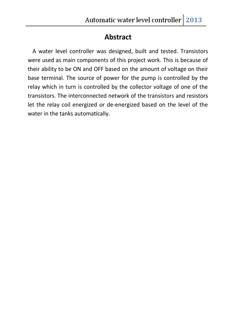 Automatic Water Level Controller | PDF | Relay | Electronic Circuits
