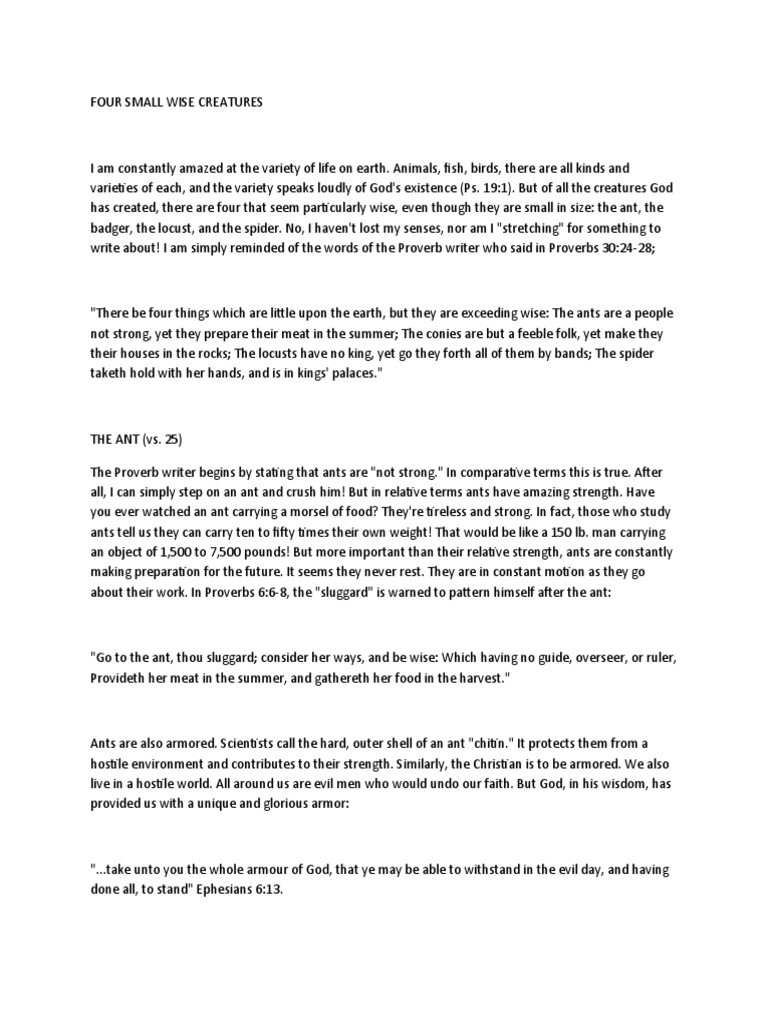 Four Small Wise Creatures | PDF