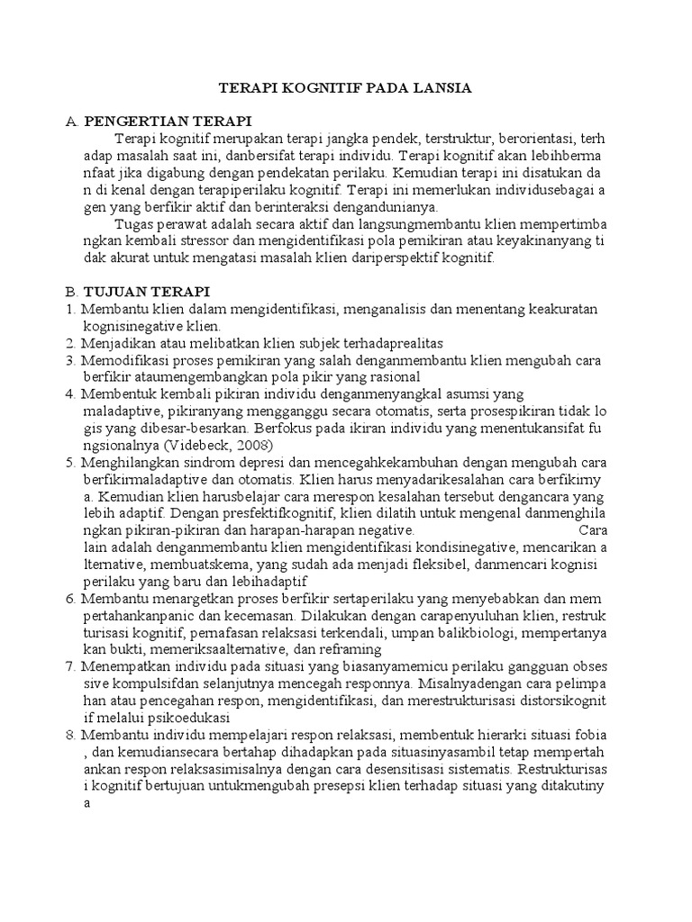 Terapi Kognitif Pada Lansia | PDF | Pengembangan Diri | Sains & Matematika