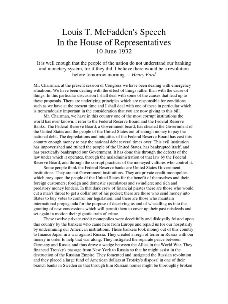 Louis T McFadden | PDF | Politics