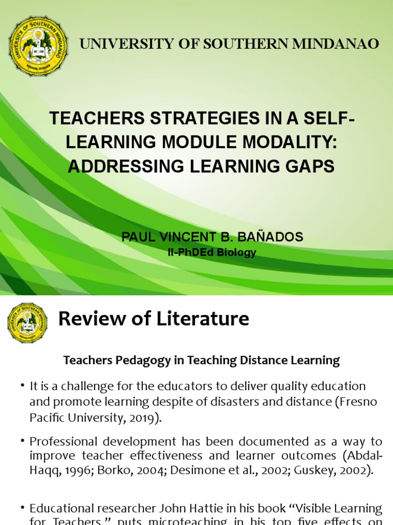 Teachers Strategies in A Self-Learning Module Modality: Addressing ...