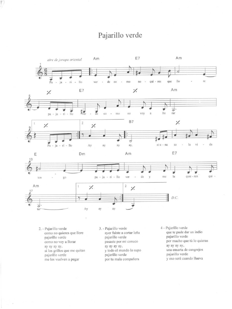 Pajarillo Verde | PDF