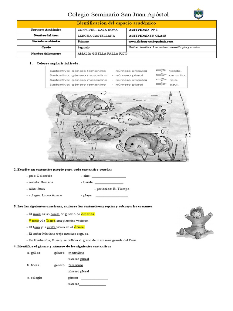 Actividad Los Sustantivos 1 | PDF | Estudios de idiomas extranjeros