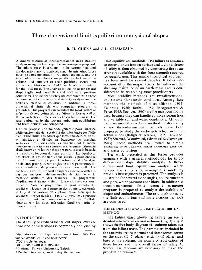 Three-Dimensional Limit Equilibrium Analysis of Slopes | PDF | Applied And Interdisciplinary ...