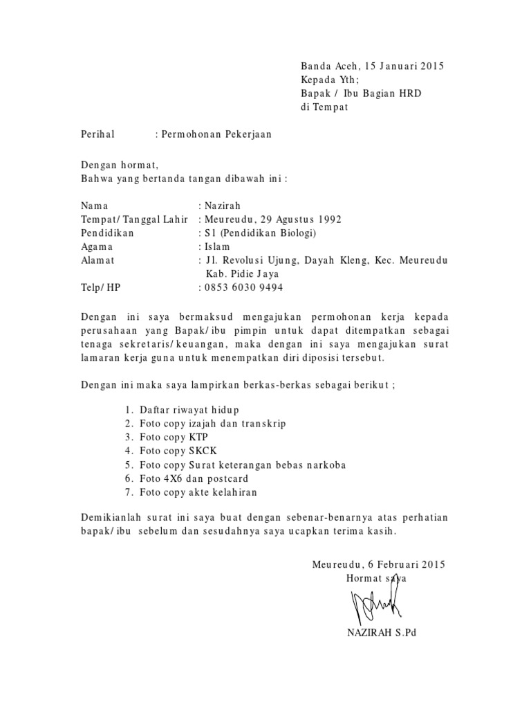 Surat Lamaran Kerja Bulog | PDF Surat Lamaran Kerja Bulog | PDF