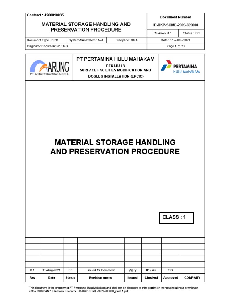 Material Storage Handling and Preservation Procedure | PDF | Pipe ...