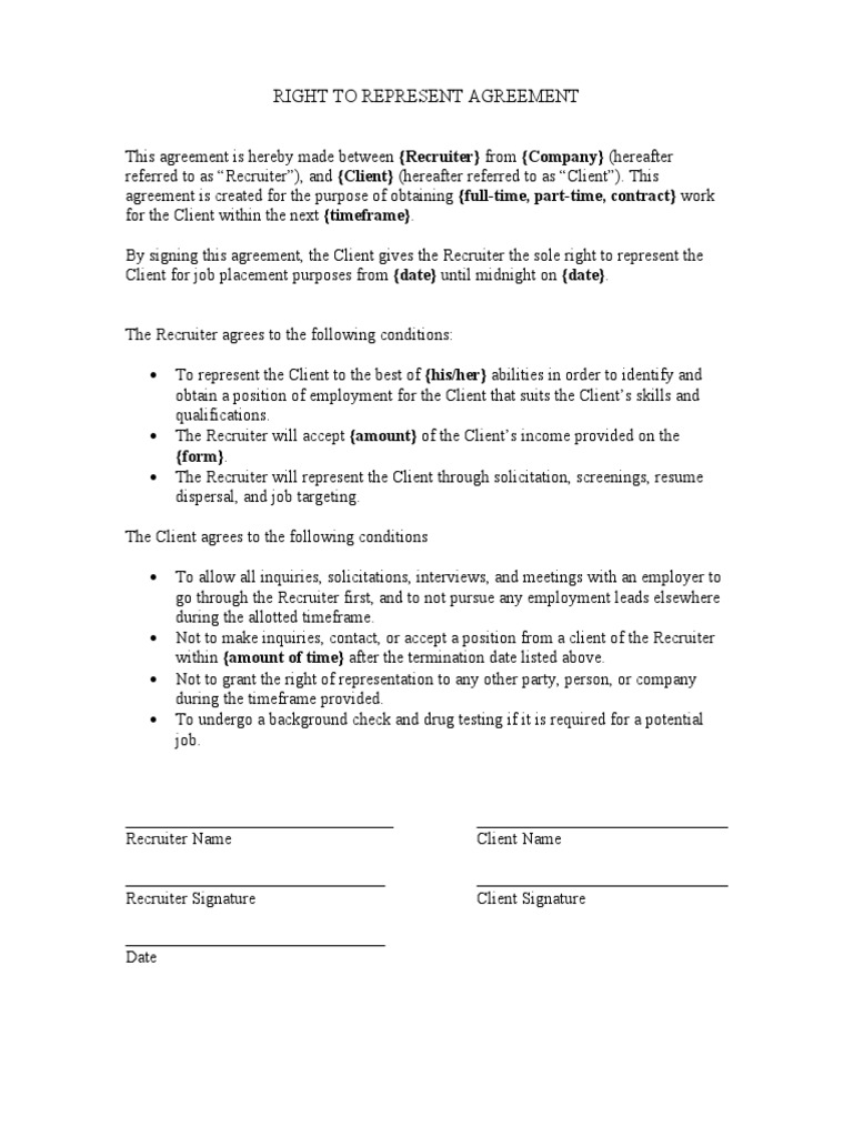 Right To Represent Agreement | PDF