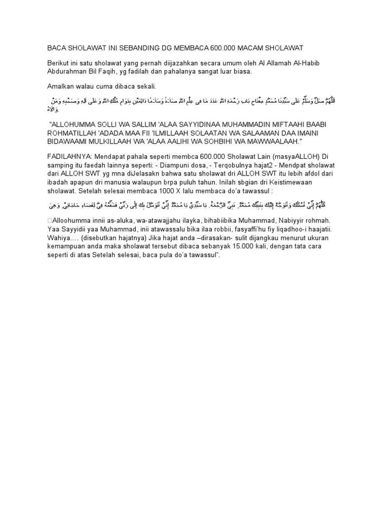 Keistimewaan Sholawat dari Habib | PDF