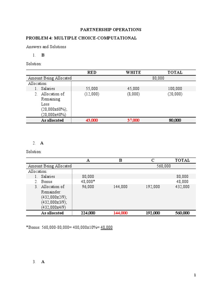 Partnership Operations: Allocation Solutions | PDF | Interest | Economies
