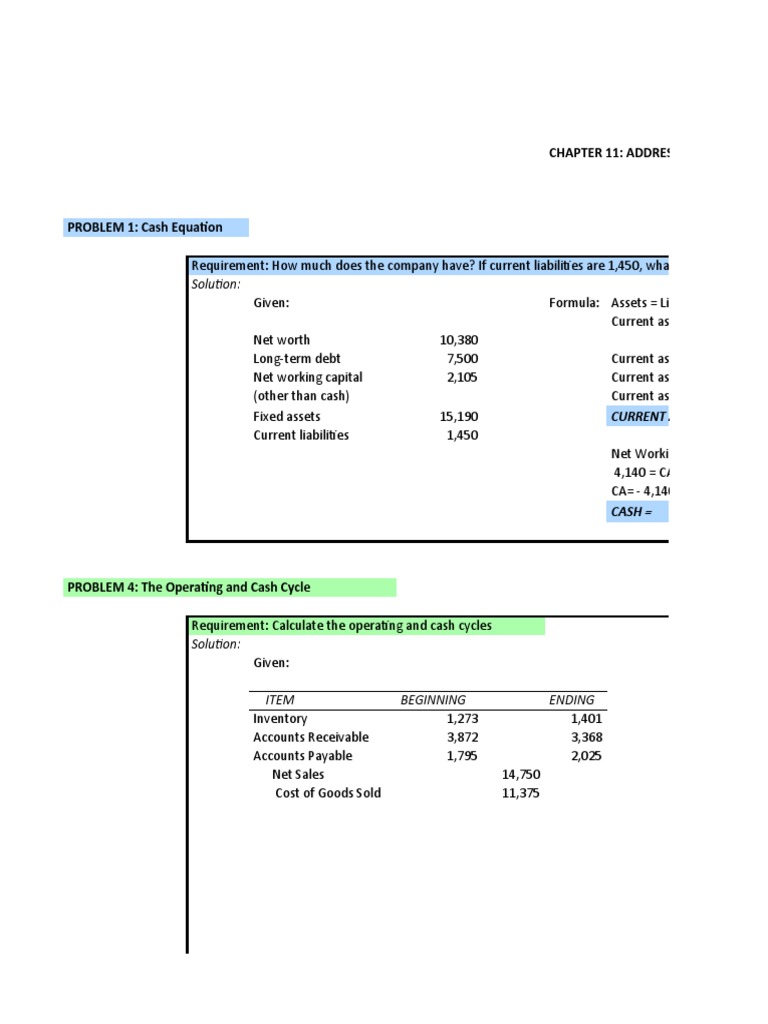 Assign 8 Chapter 11 Addressing Working Capital Policies and Management ...