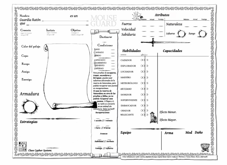 Ficha 2018 Mouse-Guard Editable | PDF