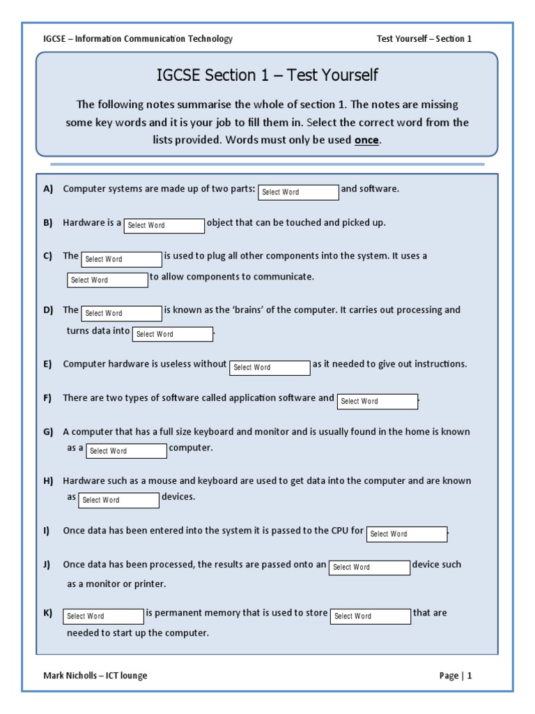 Igcse Section1 Fill Blanks | Download Free PDF | Graphical User ...