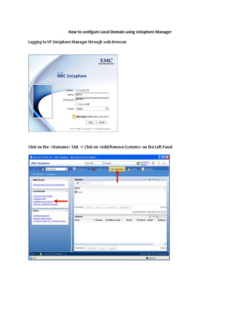 How To Configure Local Domain Using Unisphere Manager | PDF | Finance ...