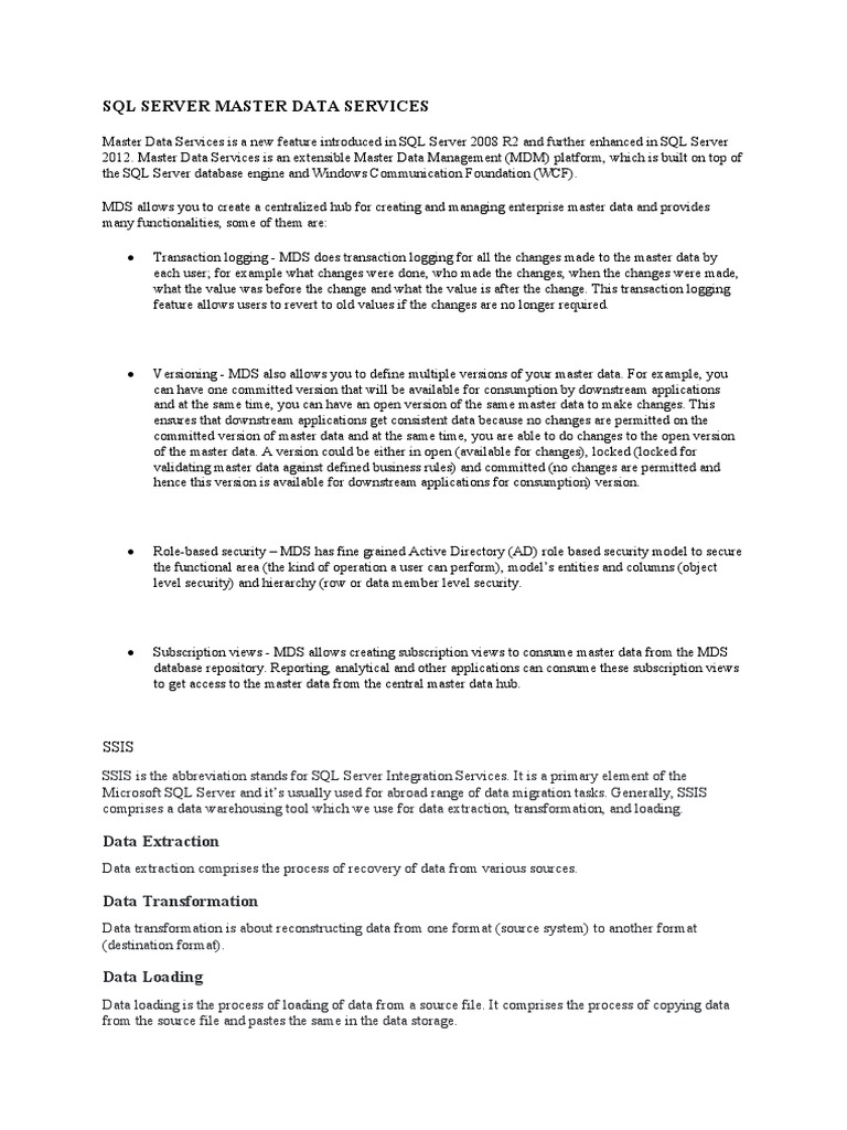 SQL Server Master Data Services | PDF | Microsoft Sql Server ...