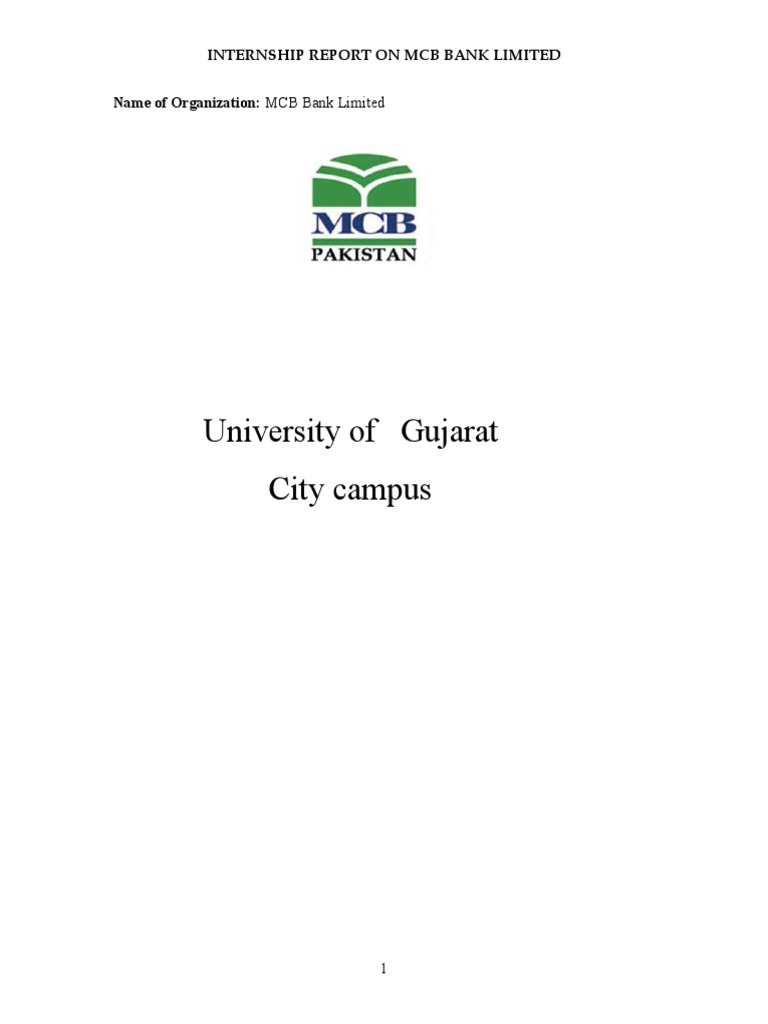 MCB Bank Internship Report Summary | PDF | Transaction Account | Banks