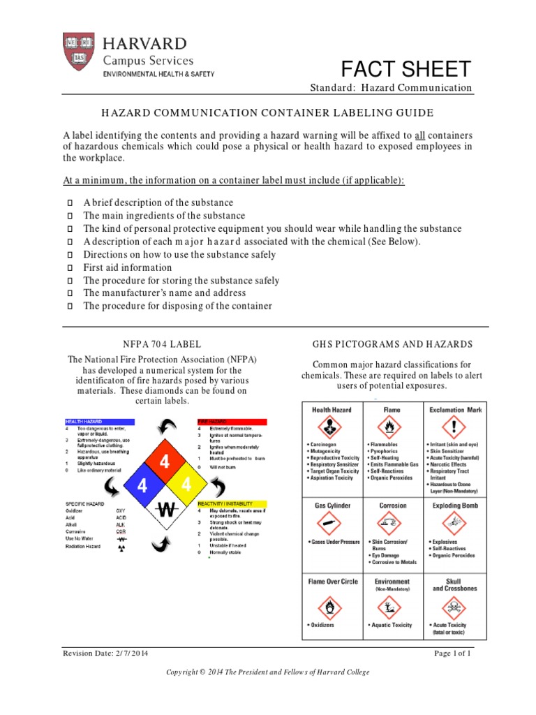 Hazard Communication Container Labeling Guide 0 | PDF | Self ...