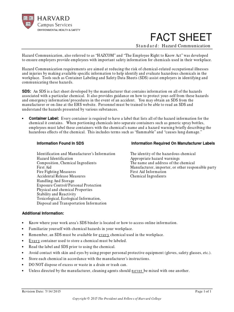 Hazard Communication Fact Sheet 0 | Download Free PDF | Safety ...