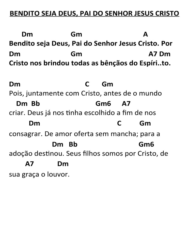 Bendito Seja Deus, Pai Do Senhor Jesus Cristo | PDF