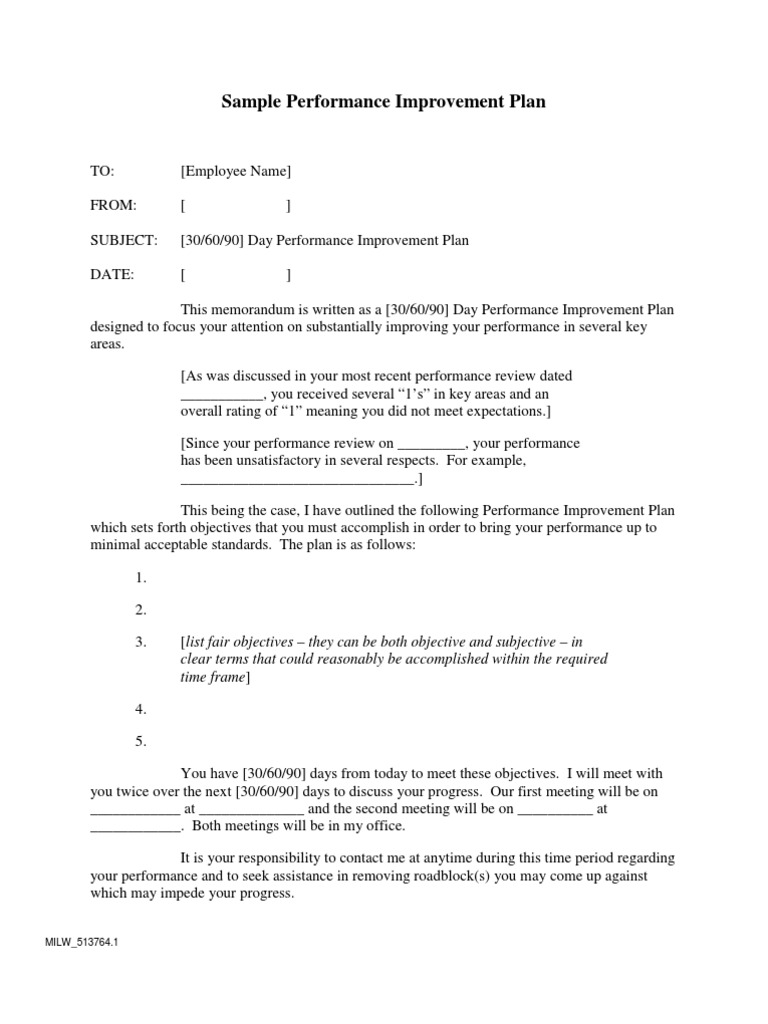 Sample Performance Improvement Plan | PDF | Employment | Business