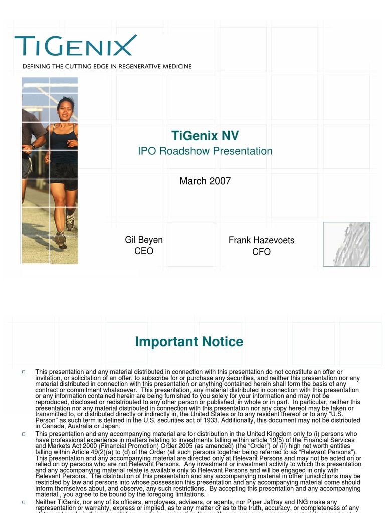 TiGenix Investor Presentation | PDF | Income Statement | Business