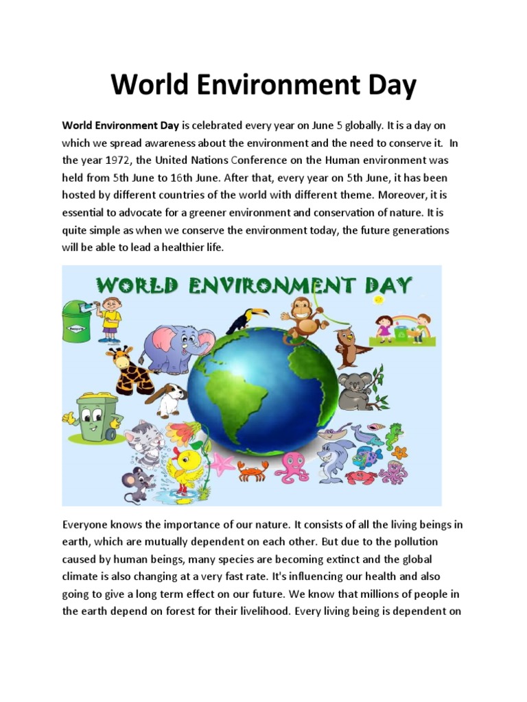 Article On World Environment Day by Shari Lokhande | PDF | Natural ...