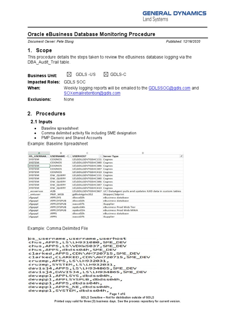Oracle EBusiness Database Monitoring Procedure | PDF | Databases | User (Computing)