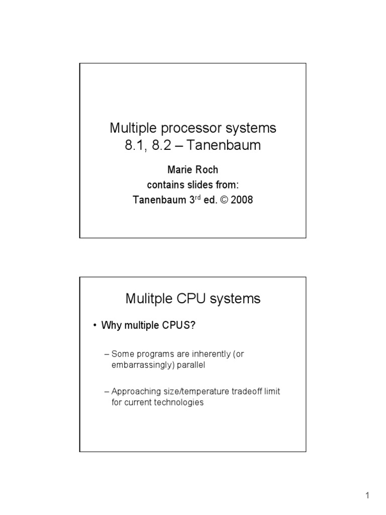 MultiProcessors Tanenbaum BP | PDF | Cpu Cache | Multi Core Processor